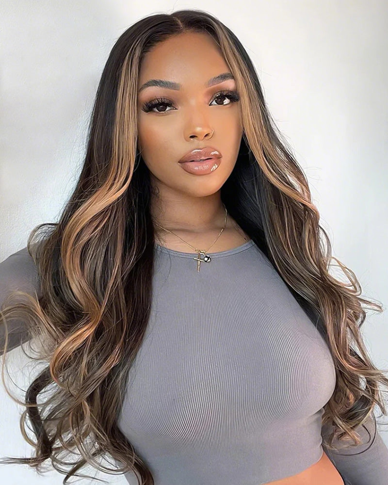 #30 Highlight Body Wave Human Hair Wig - Glueless 6x5 Pre-Cut Lace/13x4 ...