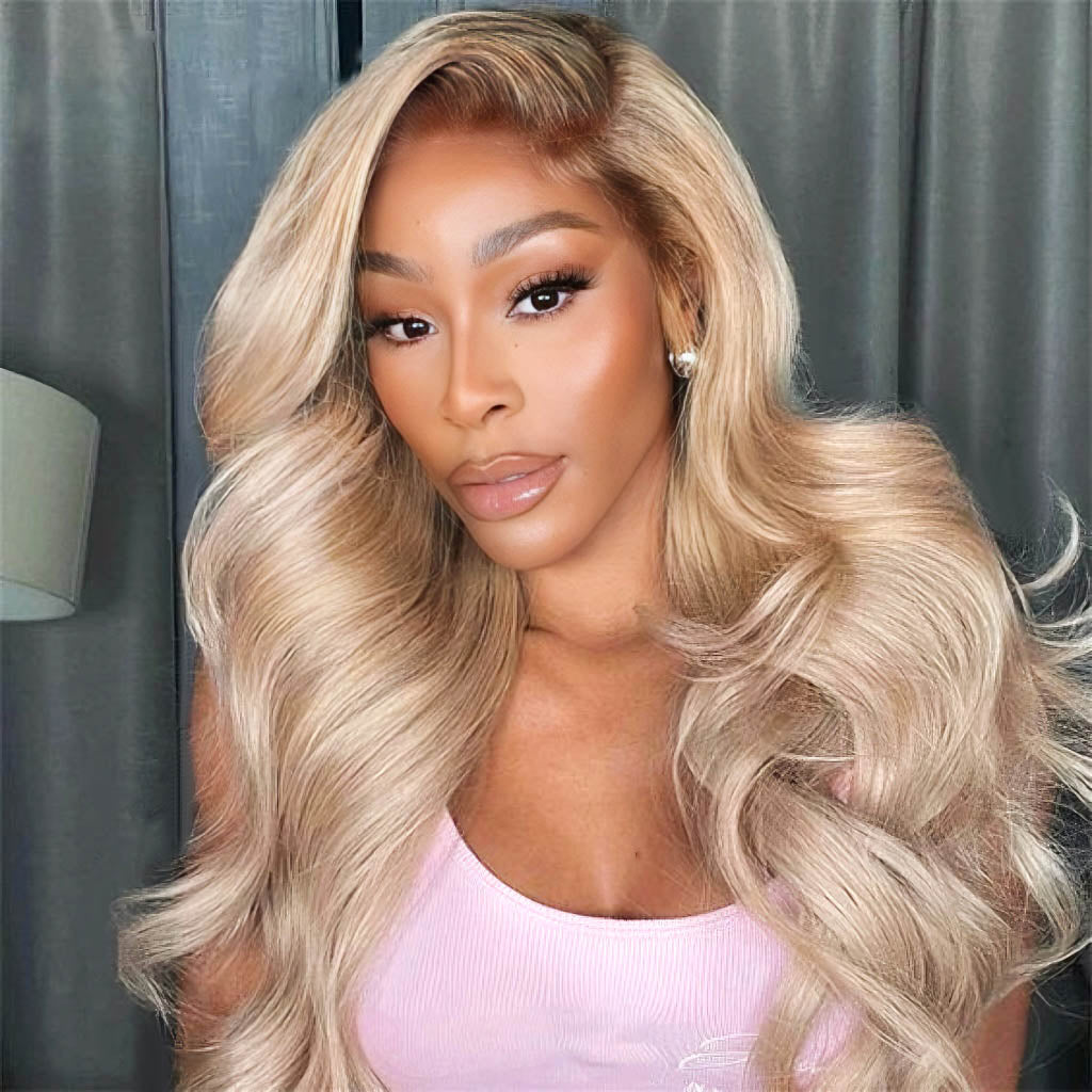 #20 Highlight Blonde Color Wigs Wavy #613 Colored 3D Come Cap 13x4 Lace ...