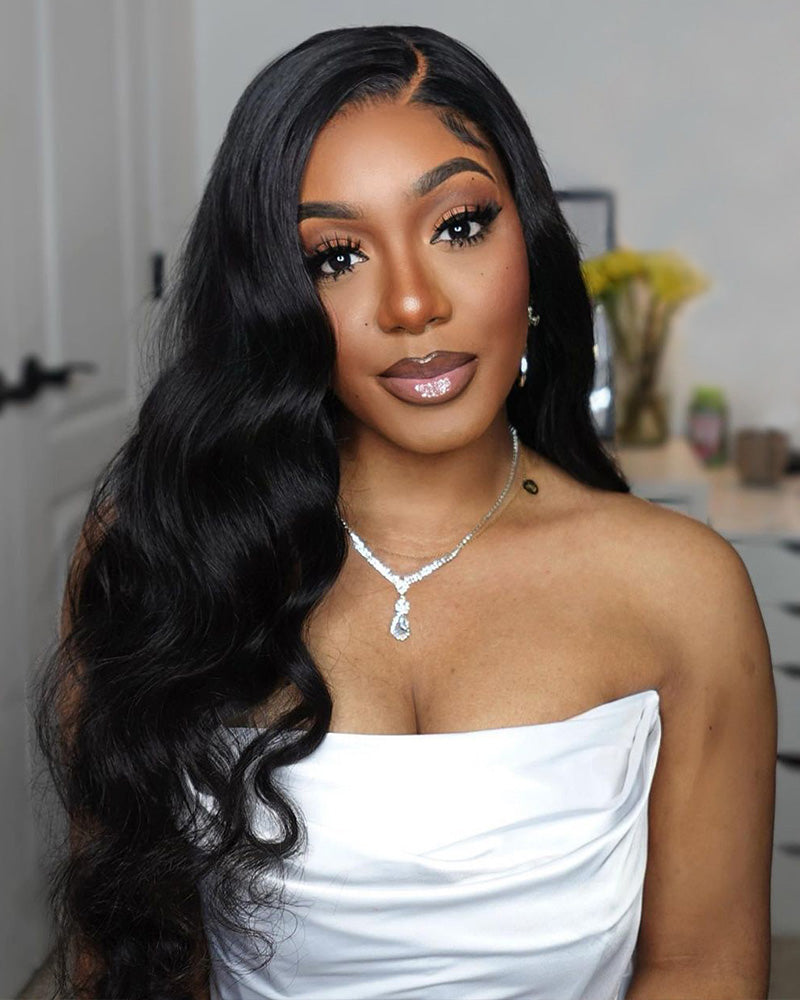Easy-Wear Body Wave Pre-Cut Glueless 6x5 Lace Front Wig C-part Pre-ble ...