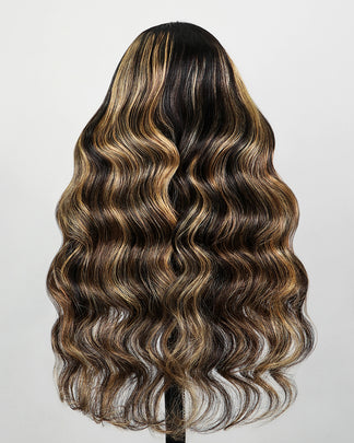 Arabella V-Part Lace Glueless Balayage Highlight Body Wave Wig Invisi