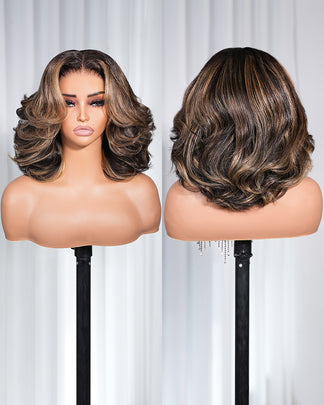 Arabella 6x5 invisible knots Glueless Loose Wave Bob Wig Pre-cut Lace