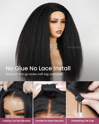 3 In 1 Half Wig Yaki Straight Easy-Wear No Glue Needed Upgrade With ...