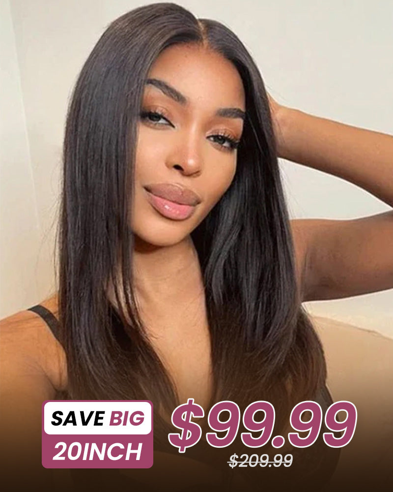 【Super Sale】Pre-Cut Glueless 6-inch Deep Lace Super Silky Straight ...