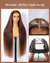 Arabella 13x6 Three-Go™ Chocolate Brown Glueless Wig Silky Straight Wi