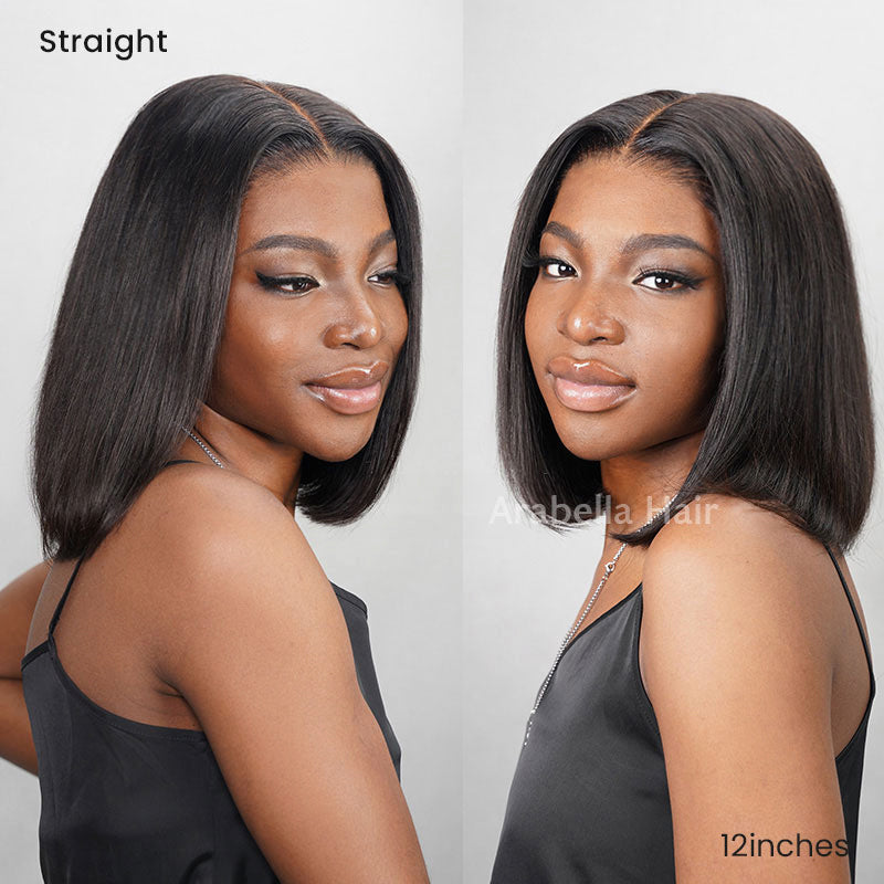 Double Drawn Bob Wig Easy-Wear Upgraded 3D Cap Pre-plucked Mini Knots ...